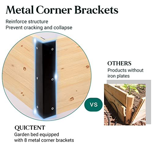 Quictent 4x4 Raised Garden Bed Kit β Elevated Ground Planter for Growing Fruit/Vegetables/Herbs β (48 x 48 x 11) inches β Natural Rot-Resistant Wood w/Corner Brackets Outdoors