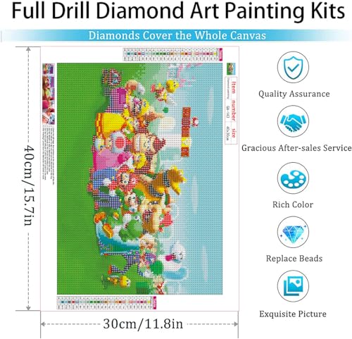 GemZono Diamond Painting Kit, 5D Carton Diamond Art for Adults & Kids, Full Drill Diamond Dots, Extra Diamonds, DIY Home Wall Decor Gifts 12x16inch