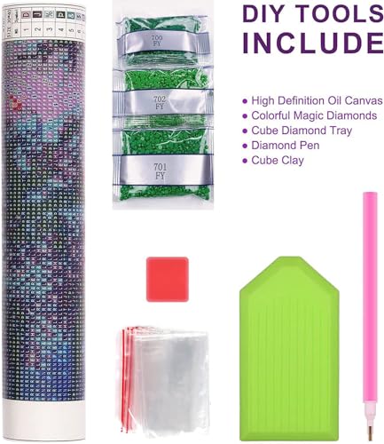 GemZono Diamond Painting Kit, 5D Carton Diamond Art for Adults & Kids, Full Drill Diamond Dots, Extra Diamonds, DIY Home Wall Decor Gifts 12x16inch