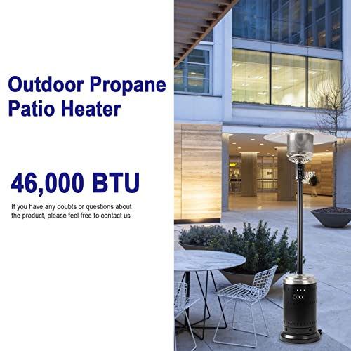PIONOUS 46,000 BTU Outdoor Power Propane Heater with Wheels, suitable for Potluck, Hotel, Gardens, Homes, Parties, Cruises- Black, 3 Set