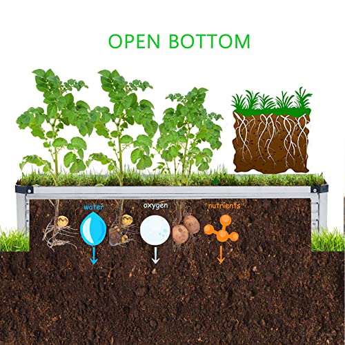 DIIYIV Galvanized Raised Garden Bed,Planter Raised Beds,Outdoor Garden Boxes,Large Metal Planter Box for Vegetables Flowers Herb,1 Pack 2pcs 8x4x1FT