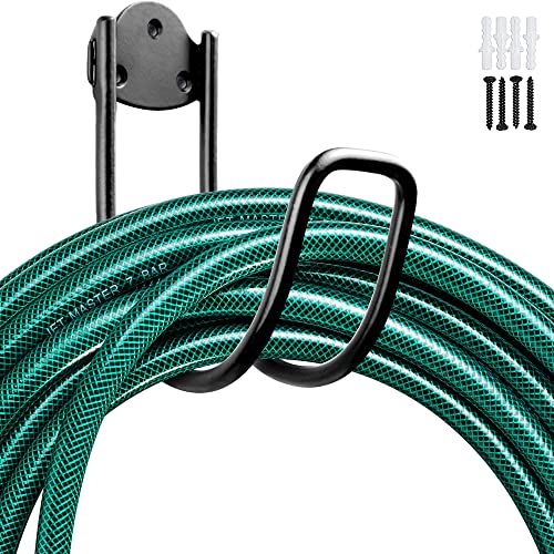 Wall Mount Hose Holder - Garden Water Hose Holders for Outside/Heavy Duty and Durable Hand-Forged Water Hose Hanger Rack (1, M)