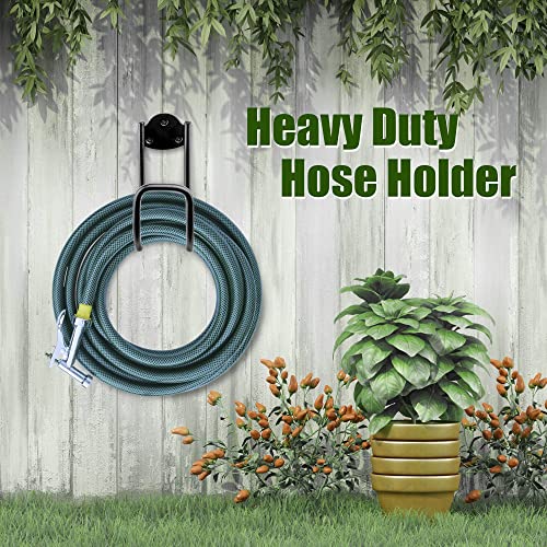 Wall Mount Hose Holder - Garden Water Hose Holders for Outside/Heavy Duty and Durable Hand-Forged Water Hose Hanger Rack (1, M)