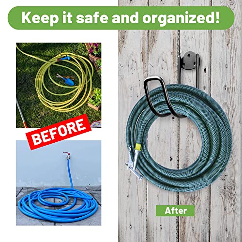 Wall Mount Hose Holder - Garden Water Hose Holders for Outside/Heavy Duty and Durable Hand-Forged Water Hose Hanger Rack (1, M)