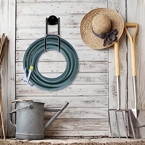 Wall Mount Hose Holder - Garden Water Hose Holders for Outside/Heavy Duty and Durable Hand-Forged Water Hose Hanger Rack (1, M)