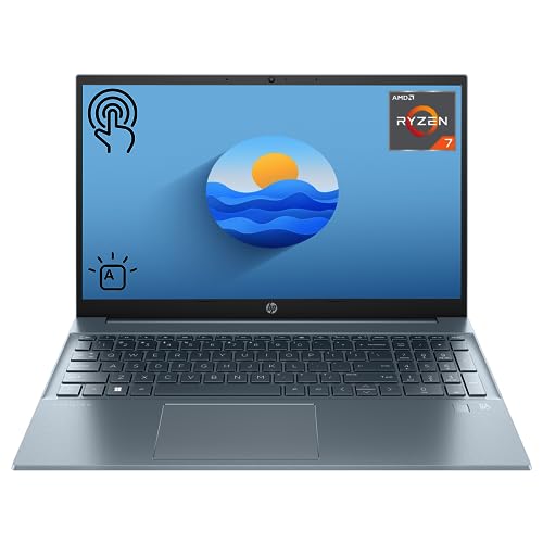 HP Latest Pavilion 15z Laptop, 15.6" FHD Touchscreen, AMD Ryzen 7 7730U (Beats i7-1355U), 32GB RAM, 1TB SSD, Webcam, HDMI, Backlit Keyboard, Fingerprint Reader, Wi-Fi 6, Windows 11 Home, Blue