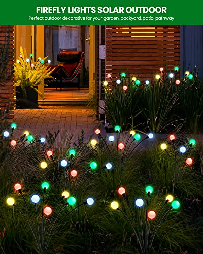 NEEMO Solar Garden Lights 4 Pack - Upgraded Brighter Firefly Lights Solar Outdoor with 8 LED, Swaying and Dancing, Solar Outdoor Lights, Pathway Lights Solar Powered for Yard Garden Patio (Colorful)