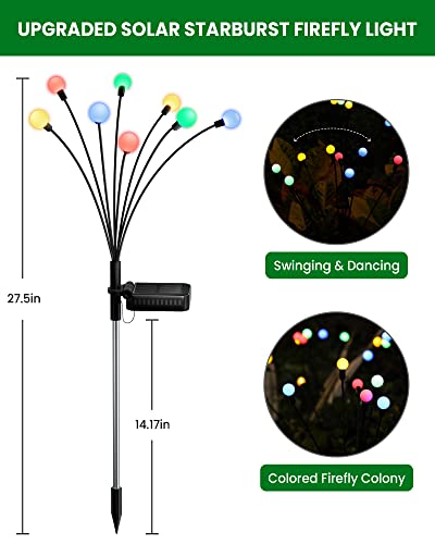 NEEMO Solar Garden Lights 4 Pack - Upgraded Brighter Firefly Lights Solar Outdoor with 8 LED, Swaying and Dancing, Solar Outdoor Lights, Pathway Lights Solar Powered for Yard Garden Patio (Colorful)