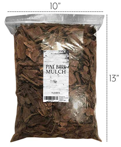 Pine Bark Mulch, 100% Natural Pine Bark Mulch, House Plant Cover Mulch, Potting Media, and More (4qt)