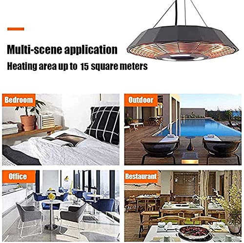 NaoSIn-Ni Outdoor Heater Patio Halogen Heaters,2000W Hanging Ceiling Mounted Heater 3 Gears Adjustable Electric Heating Lights for Indoor Garden Use