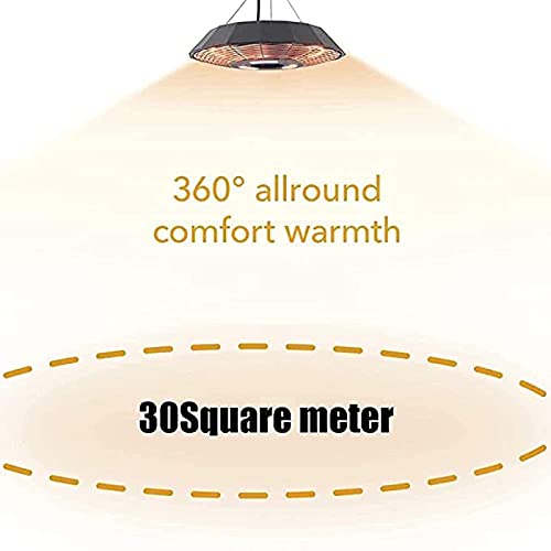 NaoSIn-Ni Outdoor Heater Patio Halogen Heaters,2000W Hanging Ceiling Mounted Heater 3 Gears Adjustable Electric Heating Lights for Indoor Garden Use