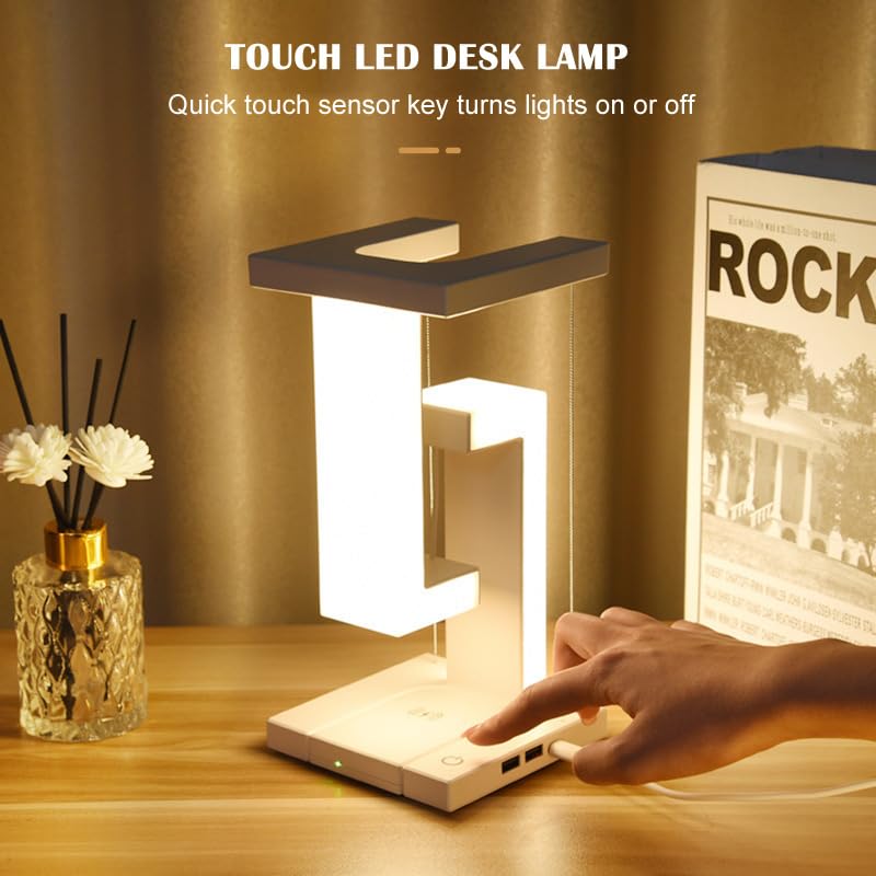 TEDATATA Suspension Anti-Gravity Table Lamp, Wireless Charging of Mobile Phone, Creative Home Furnishings LED Bedside Lamp, Bedroom Sleep Light Reading Light