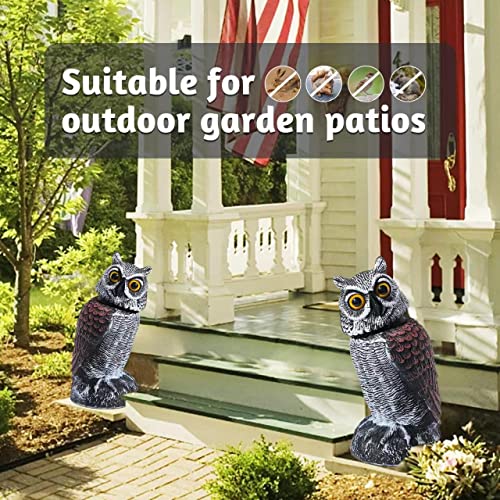 KKY Fake Owl Sculpture Latest 2pc, Revolving Head Plastic Owl for Outdoor Garden.