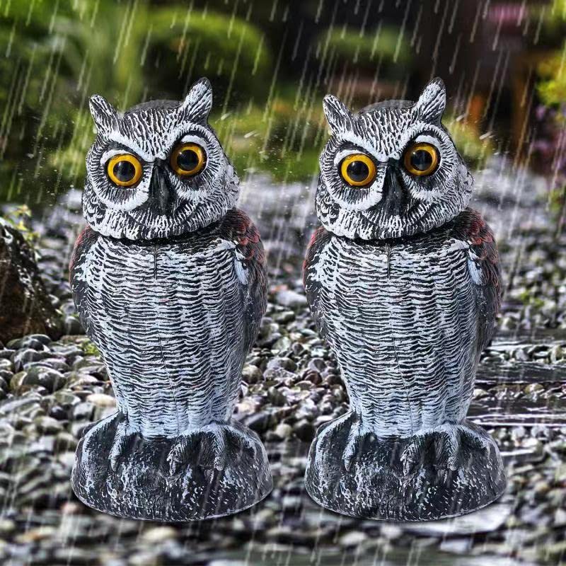 KKY Fake Owl Sculpture Latest 2pc, Revolving Head Plastic Owl for Outdoor Garden.