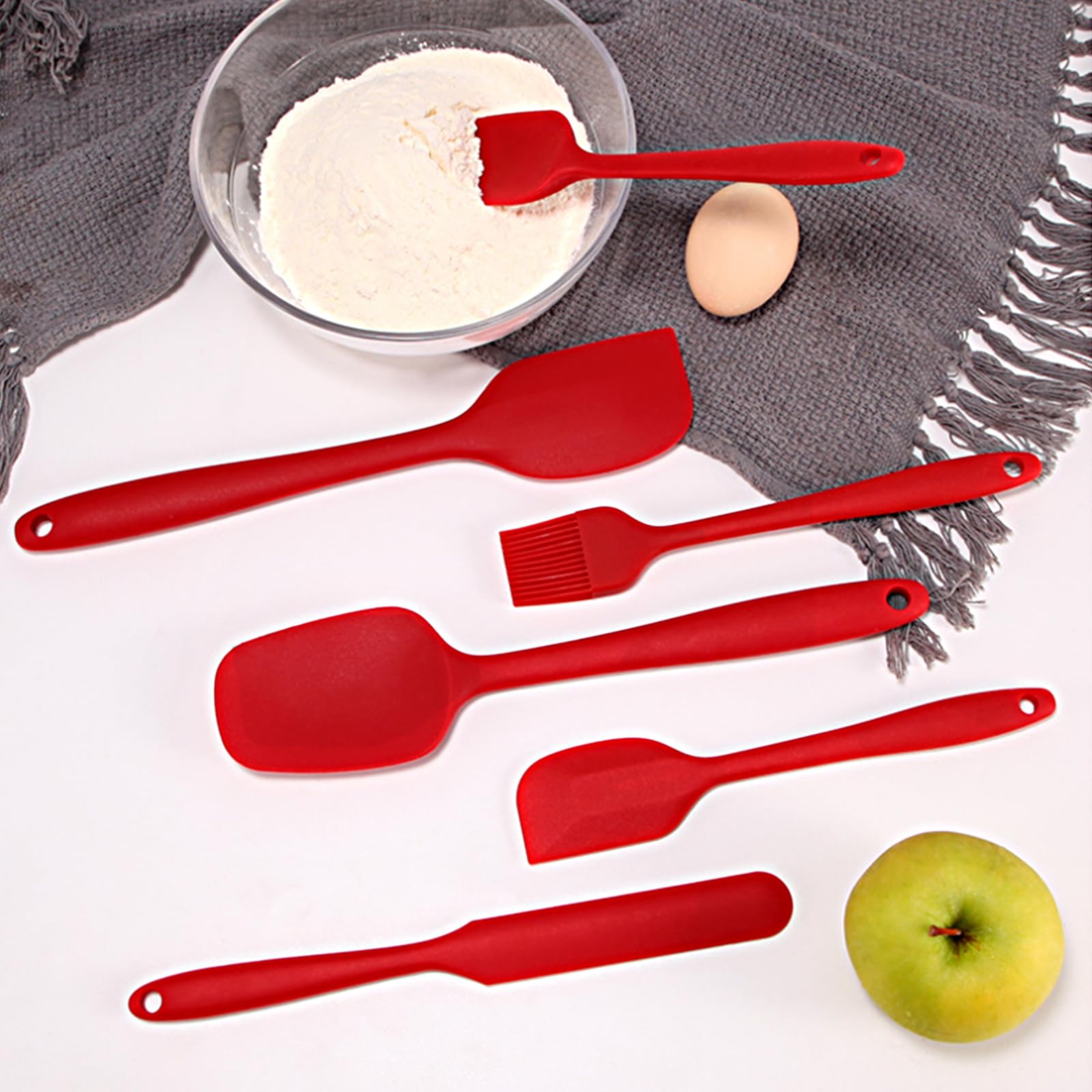 Food Grade Silicone Spatula Set of 6, High Temperature Resistant Seamless One Piece Design, Kitchen Utensils Nonstick for for Cooking, Baking and Mixing