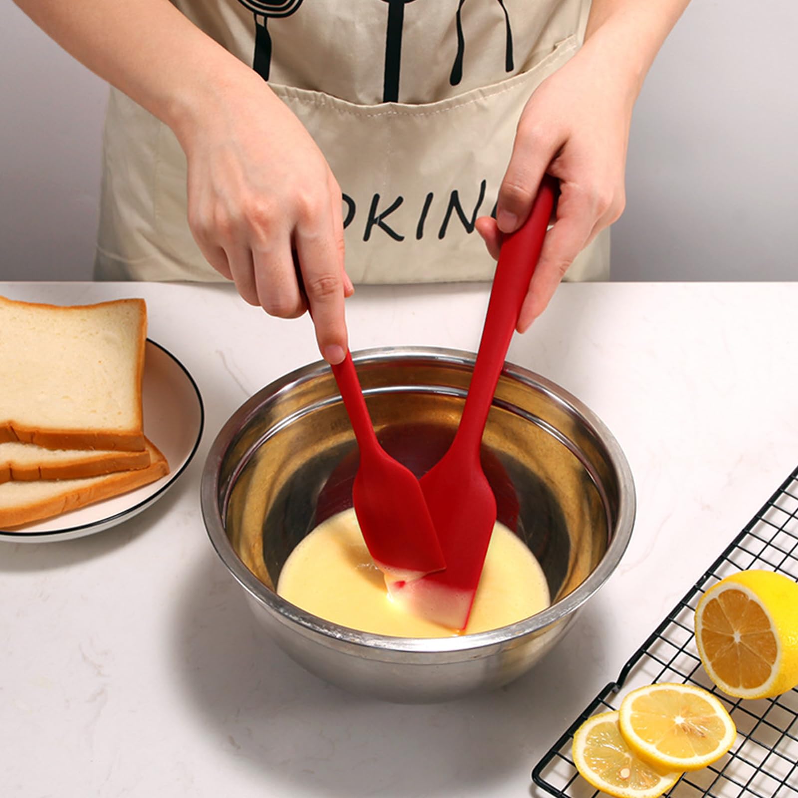 Food Grade Silicone Spatula Set of 6, High Temperature Resistant Seamless One Piece Design, Kitchen Utensils Nonstick for for Cooking, Baking and Mixing