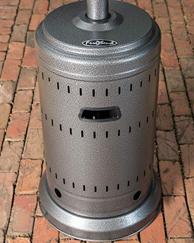 Fire Sense 62555 All Seasons Patio Heater With Wheels 46,000 BTU Output Piezo Ignition System Portable Outdoor Propane Heater Commercial Series Patio Heater - Hammered Platinum