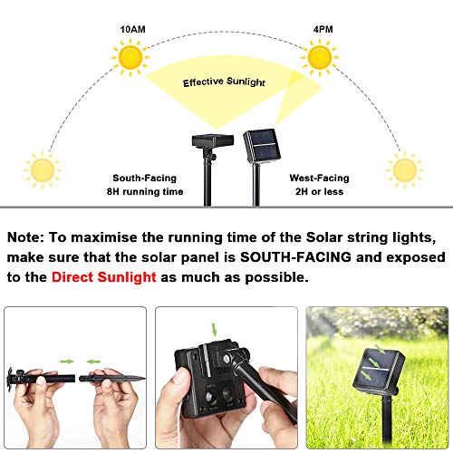 Brizled Solar String Lights, 2 Pack 39.37ft 120 LED Solar Fairy Lights, 8 Modes Outdoor Solar Fairy Lights String with Memory, Waterproof Solar Twinkle Lights for Christmas Garden Party, Warm White