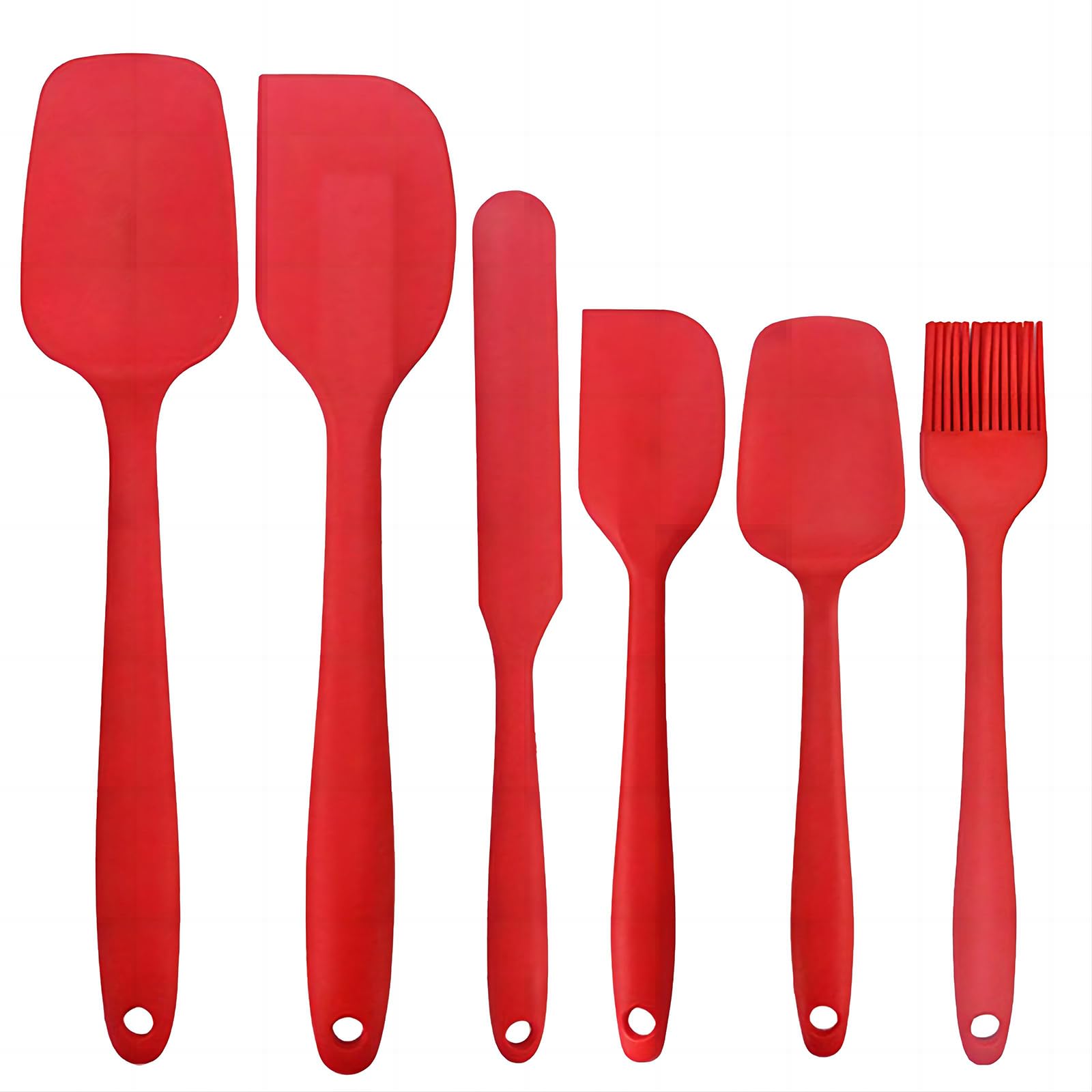 Food Grade Silicone Spatula Set of 6, High Temperature Resistant Seamless One Piece Design, Kitchen Utensils Nonstick for for Cooking, Baking and Mixing