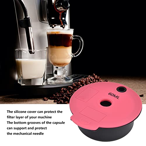 BstXqty Coffee Capsule, Reusable Coffee Capsule Cup with Removable Filter Pink Capsule Filter Bottom Grooves with Unique Sealing Design for Most Coffee Machines(60ml)