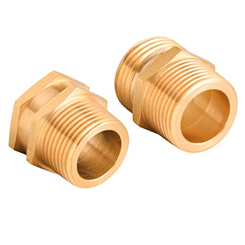 M MINGLE Garden Hose Adapter, 3/4 Inch GHT to 3/4 Inch NPT Brass Connector, with Extra 8 Washers
