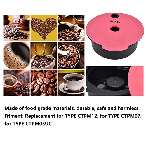 BstXqty Coffee Capsule, Reusable Coffee Capsule Cup with Removable Filter Pink Capsule Filter Bottom Grooves with Unique Sealing Design for Most Coffee Machines(60ml)
