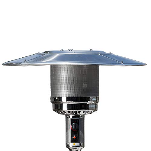 Fire Sense 62555 All Seasons Patio Heater With Wheels 46,000 BTU Output Piezo Ignition System Portable Outdoor Propane Heater Commercial Series Patio Heater - Hammered Platinum