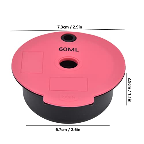 BstXqty Coffee Capsule, Reusable Coffee Capsule Cup with Removable Filter Pink Capsule Filter Bottom Grooves with Unique Sealing Design for Most Coffee Machines(60ml)