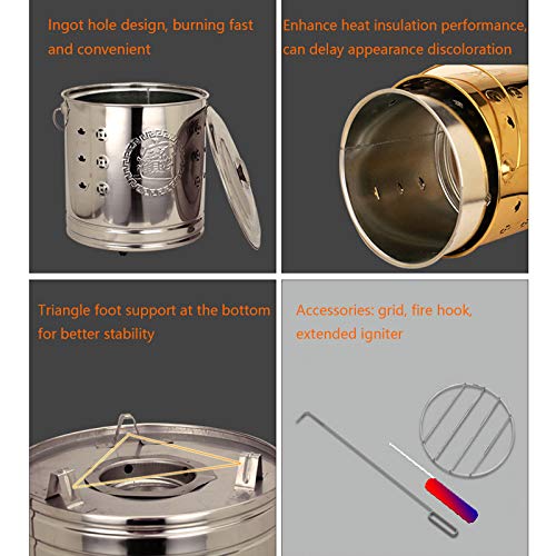 QILIN Mini Garden Incinerator, Small Stainless Steel Burner, for Wood, Leaves, Paper, Multiple Sizes, Gold/Silver/Red