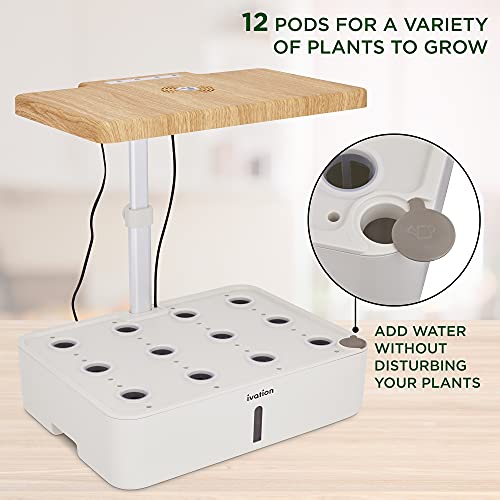 Ivation 12-Pod Indoor Hydroponics Growing System Kit with LED Grow Light, Herb Garden Planter for Herbs, Vegetables, Plants Flowers and Fruit