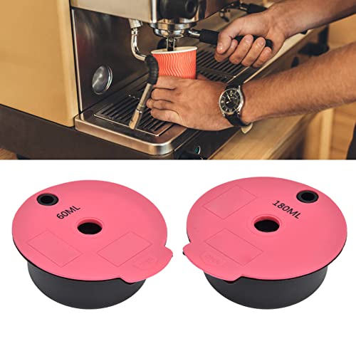 BstXqty Coffee Capsule, Reusable Coffee Capsule Cup with Removable Filter Pink Capsule Filter Bottom Grooves with Unique Sealing Design for Most Coffee Machines(60ml)
