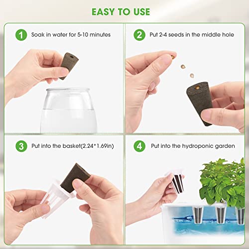 60 Pack Replacement Grow Sponges, Seed Pod Kit Seed Starter Pods Hydroponics Sponges Grow Sponges for Hydroponics Root Growth Sponges Refill Pods for Hydroponic Growing System Indoor Garden, Square