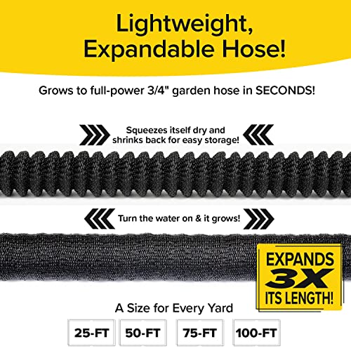 Pocket Hose Silver Bullet 100 ft Turbo Shot Nozzle Multiple Spray Patterns Expandable Garden Hose 3/4 in Solid Aluminum Fittings Lead-Free Lightweight and No-Kink