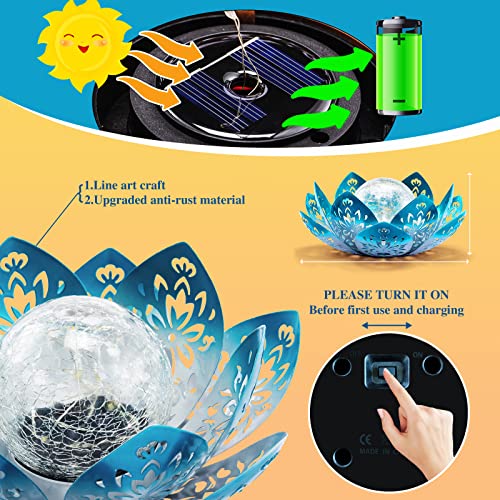 Huaxu Solar Garden Lights Outdoor Decorative - Bright Lotus Flower Table Lamp, Waterproof Solar Lights for Patio Pathway Yard Balcony Outside Decor