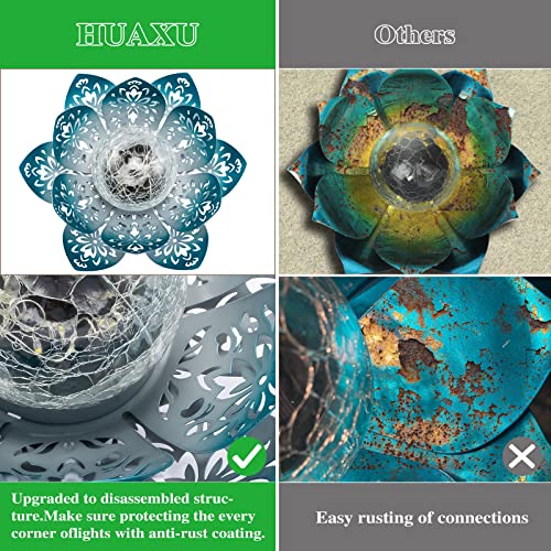 Huaxu Solar Garden Lights Outdoor Decorative - Bright Lotus Flower Table Lamp, Waterproof Solar Lights for Patio Pathway Yard Balcony Outside Decor