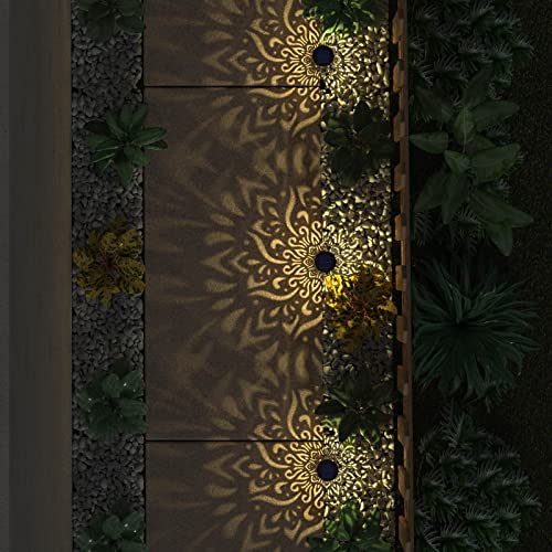 gardencave 6 Pack Solar Lights Outdoor Garden Decorative Solar Garden Lights with Warm Light Waterproof Solar Pathway Landscape Lights for Path Patio Backyard Walkway Yard Garden Decor (Black, 6Pcs)