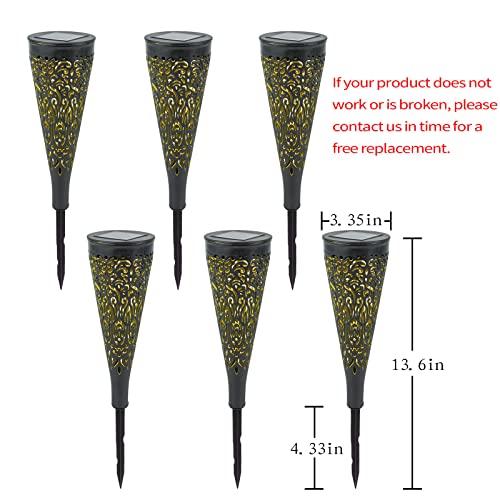 gardencave 6 Pack Solar Lights Outdoor Garden Decorative Solar Garden Lights with Warm Light Waterproof Solar Pathway Landscape Lights for Path Patio Backyard Walkway Yard Garden Decor (Black, 6Pcs)