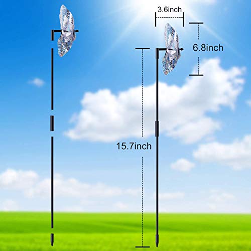 Ohuhu Reflective Pinwheels with Stakes, 10-Pack Extra Sparkly Wind Sculpture for Garden Decor Pin Wheel, Silver Wind Spinner