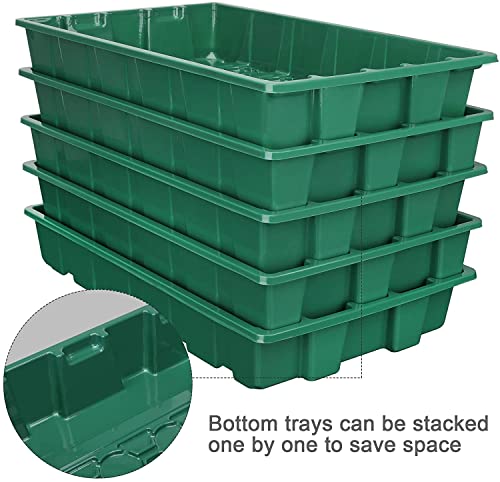 MIXC Seedling Trays Seed Starter Tray, 5-Pack Mini Propagator Plant Greenhouse Grow Kit with Humidity Vented Domes and Base for Seeds' Starting (40 Cells Per Tray, Total 200 Cells), Green