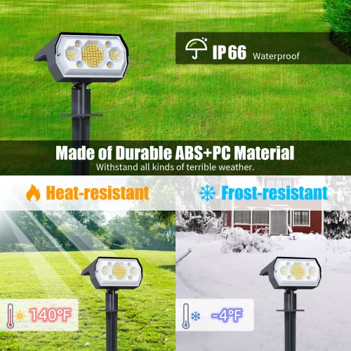 ROMELUCE 4PCS Solar Spotlight Outdoor, 64 LEDs 1000 lumens 3 Lighting Modes Solar Powered Garden Pathway Spotlights, IP66 Solar Powered Landscape Lights Wall Lights in One, for Yard Garden Tree Flag
