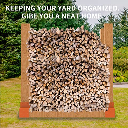 Firewood Log Storage Rack Bracket Kit with Screws Steel Fireplace Wood Storage Holder Outdoor Indoor - Adjustable to Any Length, Rust Proof, Heavy Duty (2 Brackets Kits and 2 Connectors)