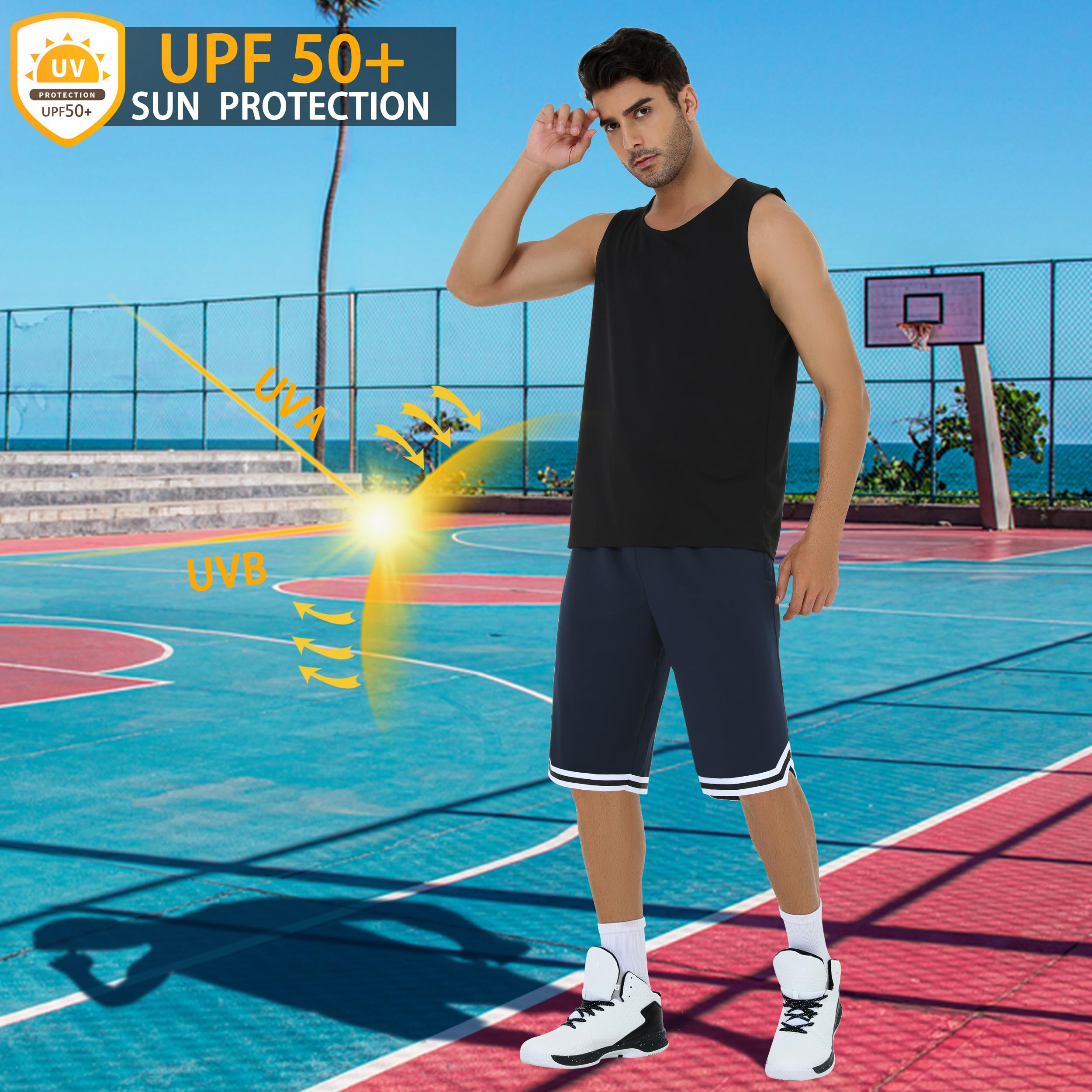 JWM Mens Long Basketball Shorts with Zip Pockets - 11" Mesh Athletic Gym Workout Sport Shorts Quick Dry Lightweight Navy