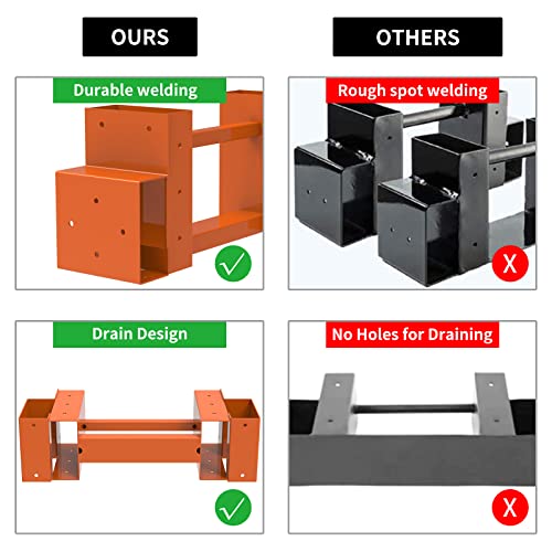 Firewood Log Storage Rack Bracket Kit with Screws Steel Fireplace Wood Storage Holder Outdoor Indoor - Adjustable to Any Length, Rust Proof, Heavy Duty (2 Brackets Kits and 2 Connectors)