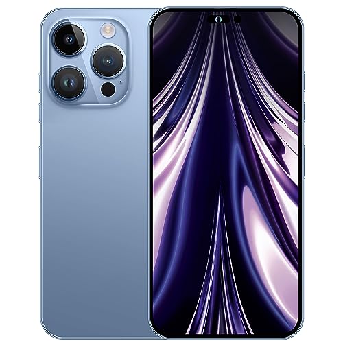 RAYPUR Unlocked Cheap Mobile Phones for i15 Ultra, Android 5G Global Version Smartphone, 7.3Inch Incell HD Capsule Screen, Multi-Language Support,Blue-1TB