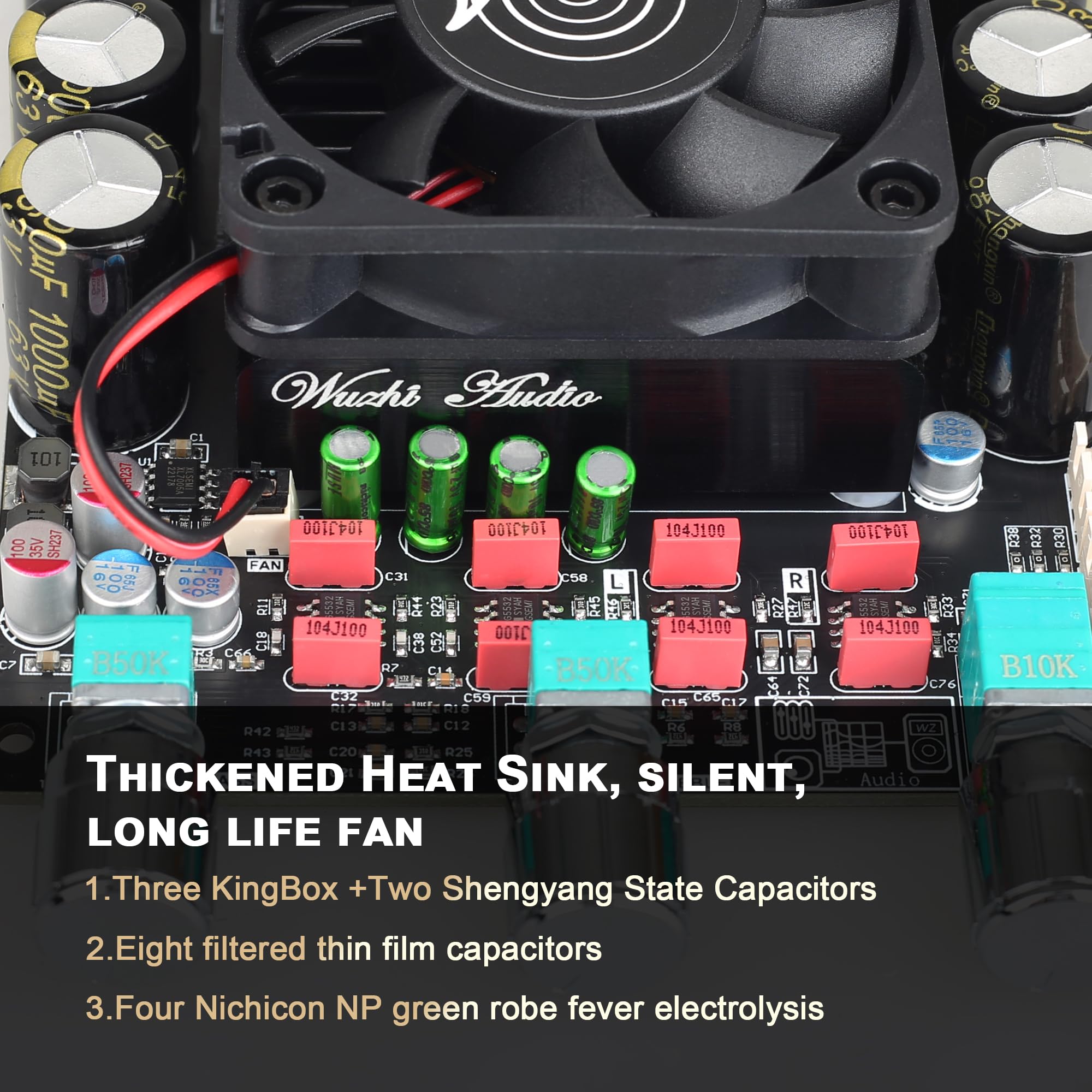 ZK-3002T 300W+300W Bluetooth Digital Amplifier Board TPA3255 Chip 2.0 Channel with Treble and Bass Adjustment (ZK-3002T)