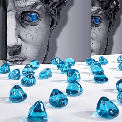 Chilli Cosmos Fire Glass Diamond 1 Inch Fire Pit Glass Rocks for Propane or Gas Fire Pit (10 Pounds Margarita Azura Blue ) Gift Package