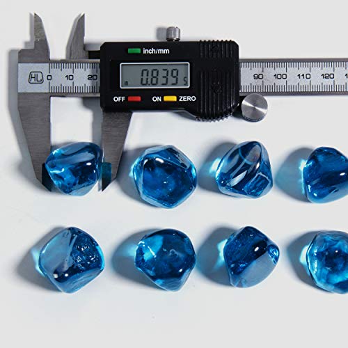 Chilli Cosmos Fire Glass Diamond 1 Inch Fire Pit Glass Rocks for Propane or Gas Fire Pit (10 Pounds Margarita Azura Blue ) Gift Package