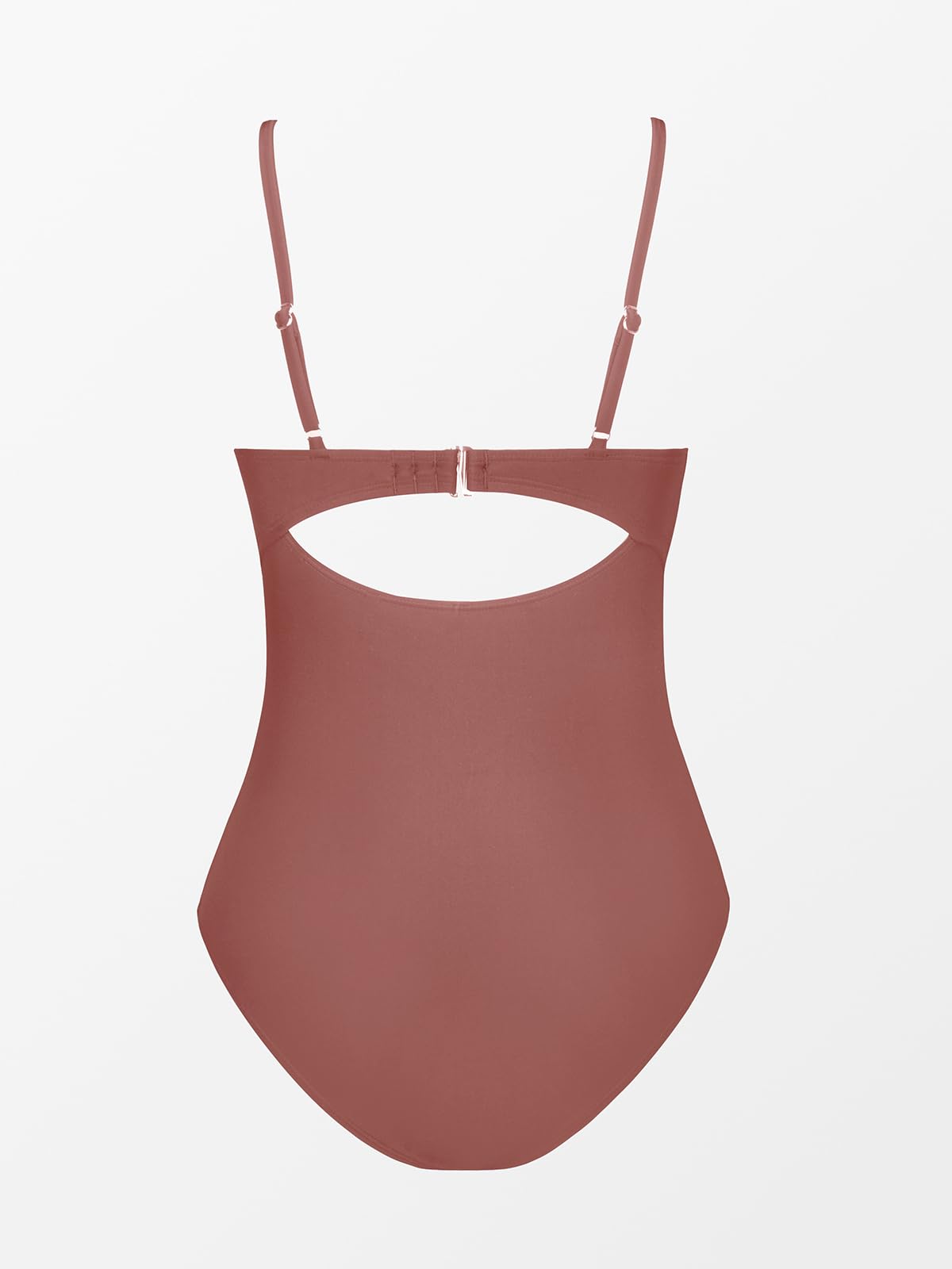 CUPSHE Women's One Piece Swimsuit Bathing Suits Twist Front Cutout Ruched Swimwear M Brick Red