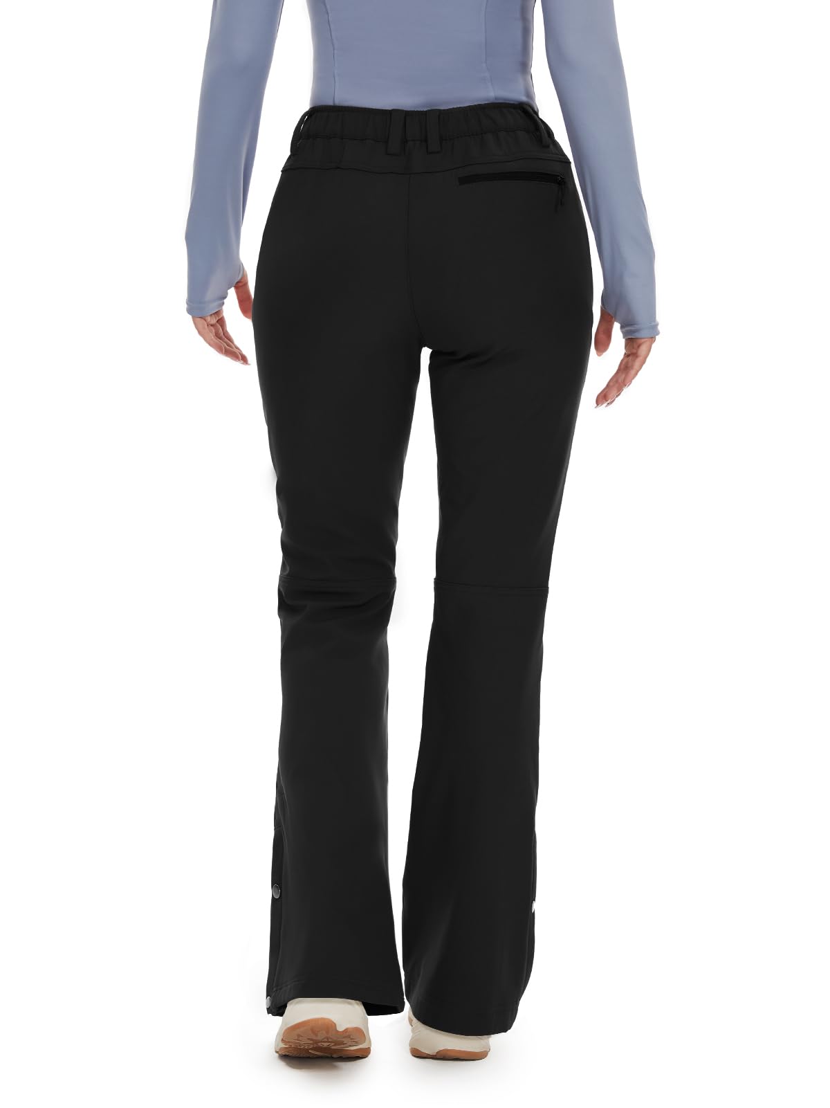 Cycorld Women's Snow Ski Pants Fleece Lined Waterproof Softshell Insulated Flare for Snowboarding Hiking Winter Outdoor(Black, 8)