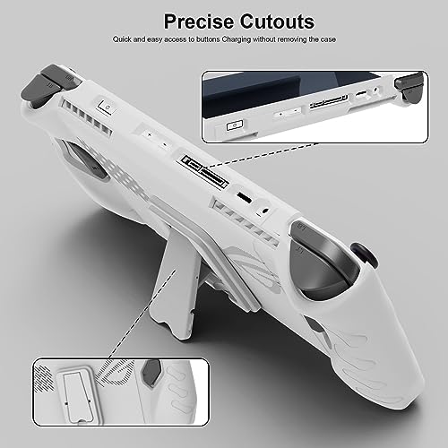 Protective Case Cover for ROG Ally Handheld, Game Console Skin Shockproof Protector Cover for ROGALLY with Stand Base Gaming Protective Case Accessories (White)